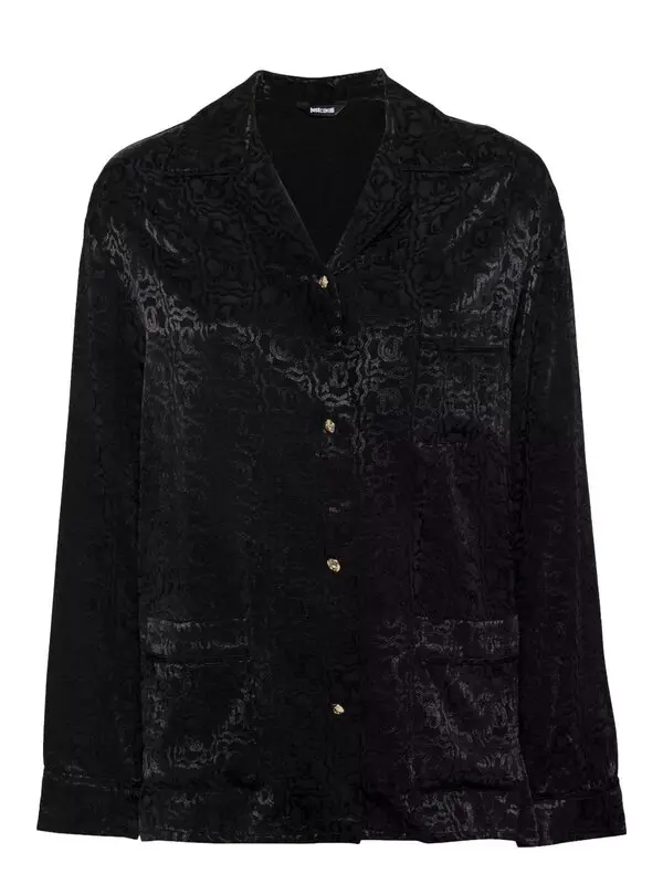 Just Cavalli Logo-jacquard Shirt - Black