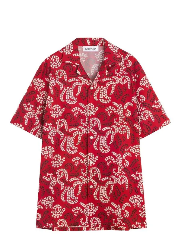 LANVIN Leaf-print Shirt - Red