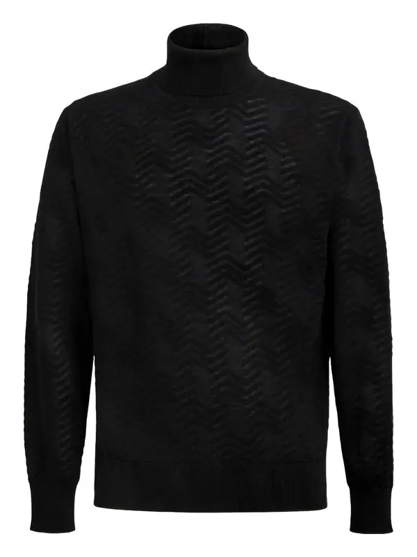 Missoni Chevron Roll-neck Jumper - Black