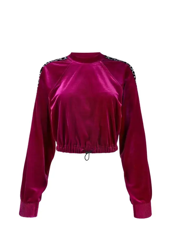 Versace Logo-trim Velour Sweatshirt - Pink