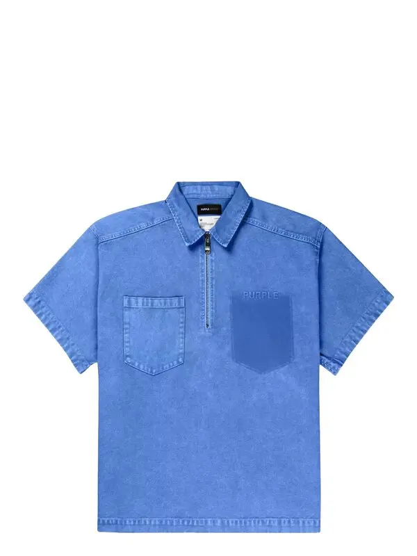 PURPLE BRAND Logo-embroidered Missing-pocket Polo Shirt - Blue