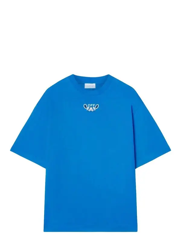 Off-White Arrow Bandana-embroidered Cotton T-shirt - Blue