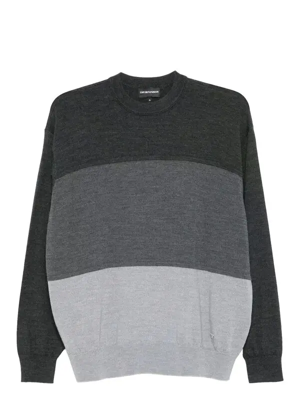 Emporio Armani Colour-block Virgin Wool Sweater - Grey