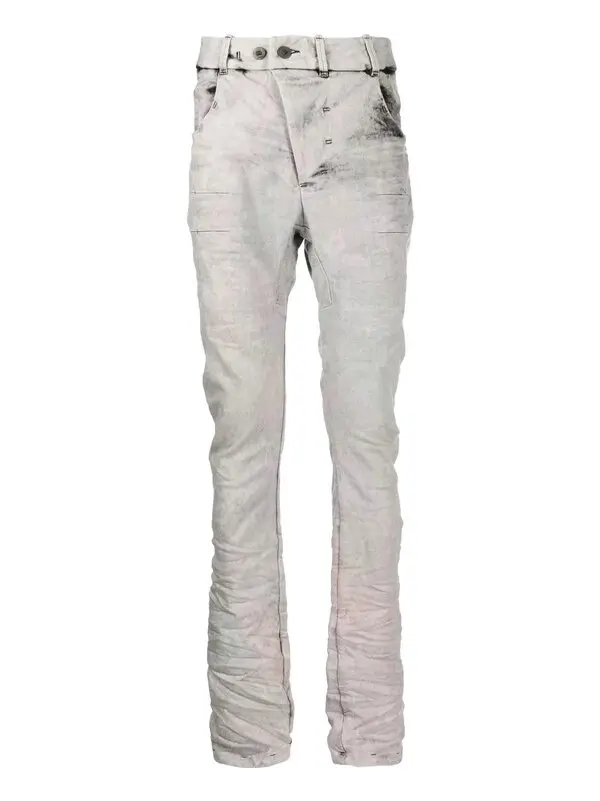 Boris Bidjan Saberi Ruched Skinny-fit Jeans - Grey
