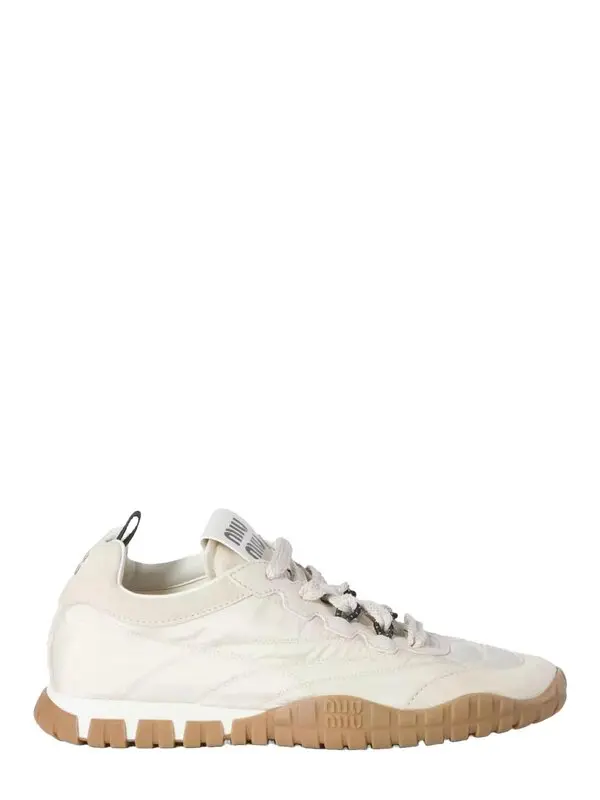 Miu Miu Technical Fabric And Suede Tyre Sneakers - Neutrals
