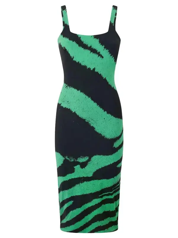 Roberto Cavalli Zebra-print Midi Dress - Green