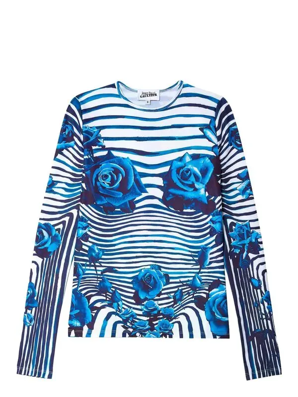 JEAN PAUL GAULTIER Morphing Floral-print Top - Blue