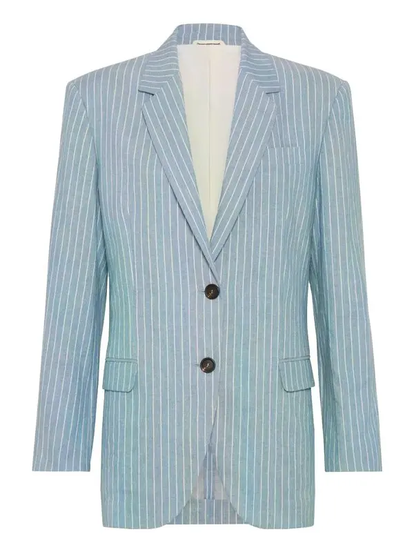 Brunello Cucinelli Monili-detail Twill Blazer - Blue