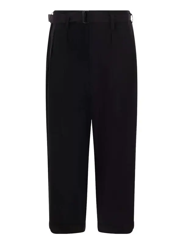 Yohji Yamamoto Belted Wool Trousers - Black