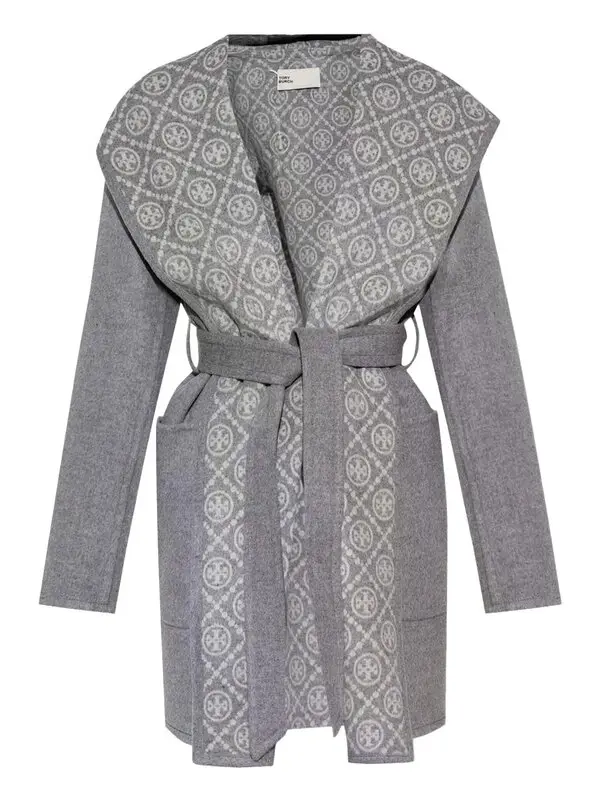 Tory Burch Monogram-lining Coat - Grey