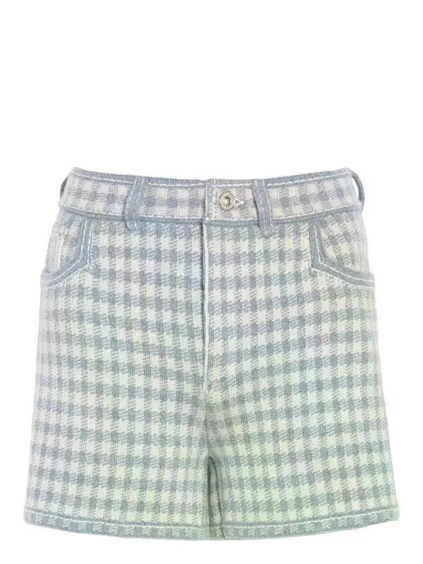 BARRIE Gingham Cashmere-blend Shorts - Grey