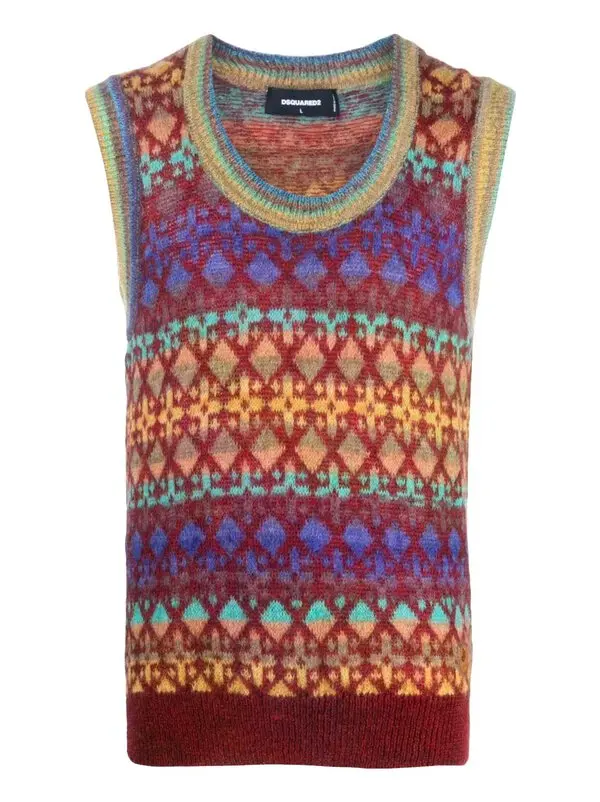 Dsquared2 Jacquard Knit Vest - Red