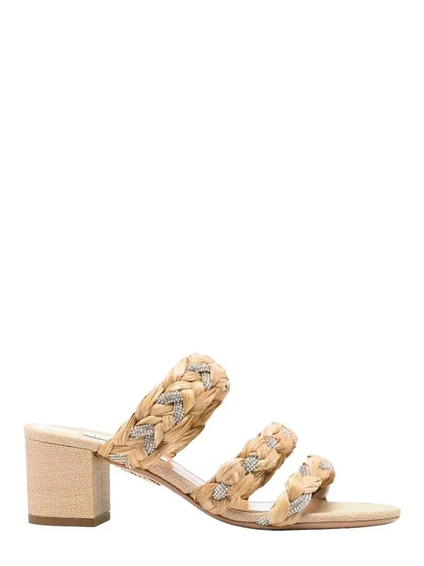 AQUAZZURA Costiera Crystal Sandals - Neutrals