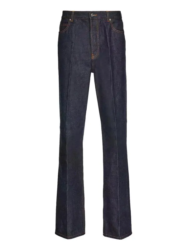 FERRAGAMO Logo-appliqué Straight-leg Jeans - Blue