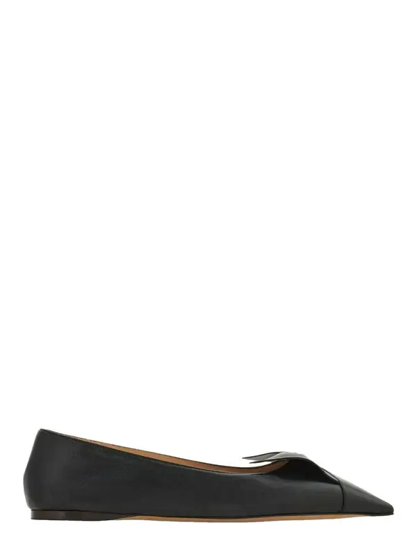 FERRAGAMO Bow Leather Ballerina Shoes - Black