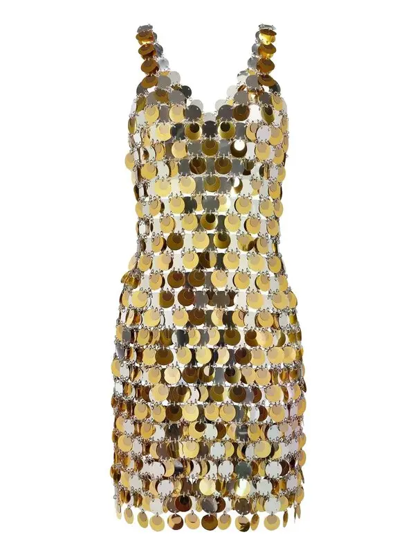 Rabanne Paillette-chainmail Sparkle Mini Dress - Gold