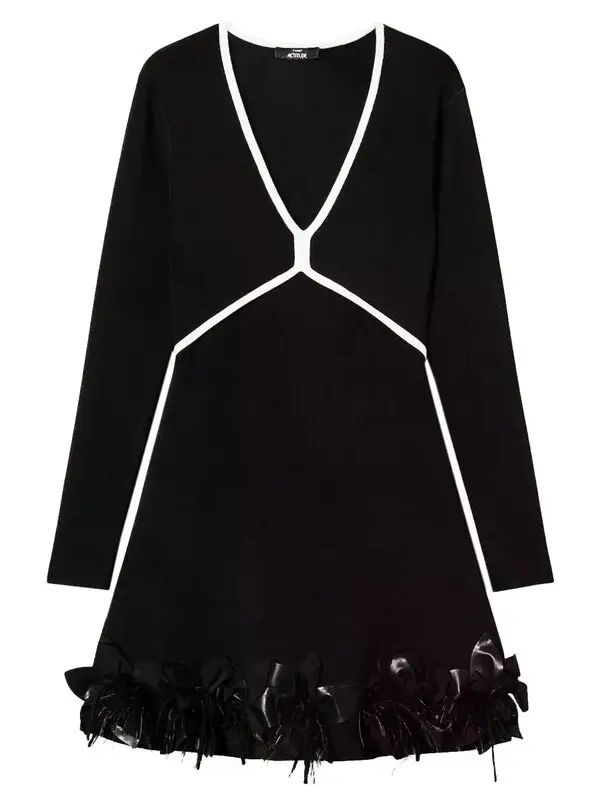 TWINSET Feather-detailing Mini Dress - Black