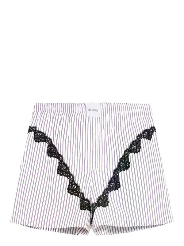 Attico Striped Poplin Shorts - White