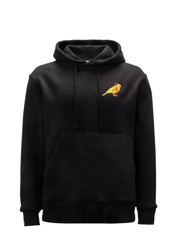 JW Anderson Organic Cotton Hoodie With Embroidered Logo - Black