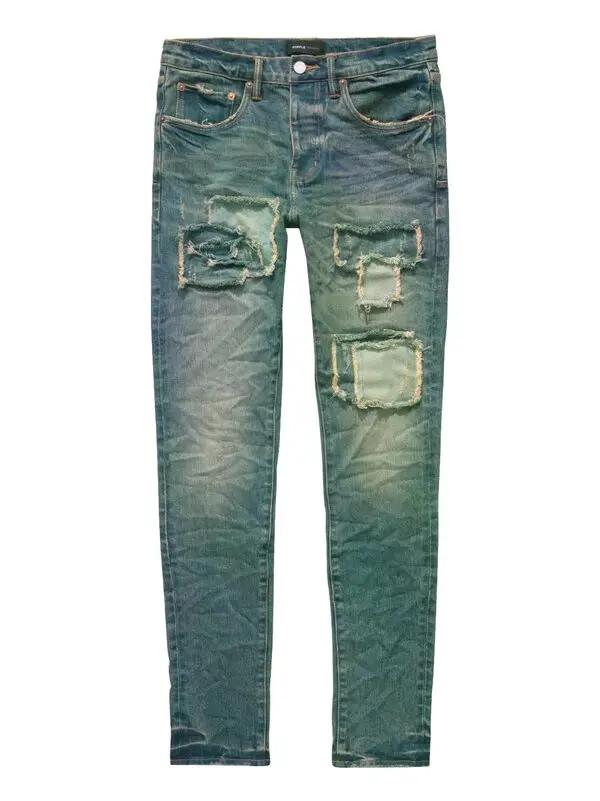 PURPLE BRAND Low-rise Distressed Skinny Jeans - Blue