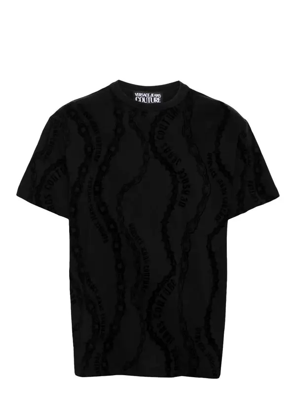 Versace Flocked-logo Cotton T-shirt - Black