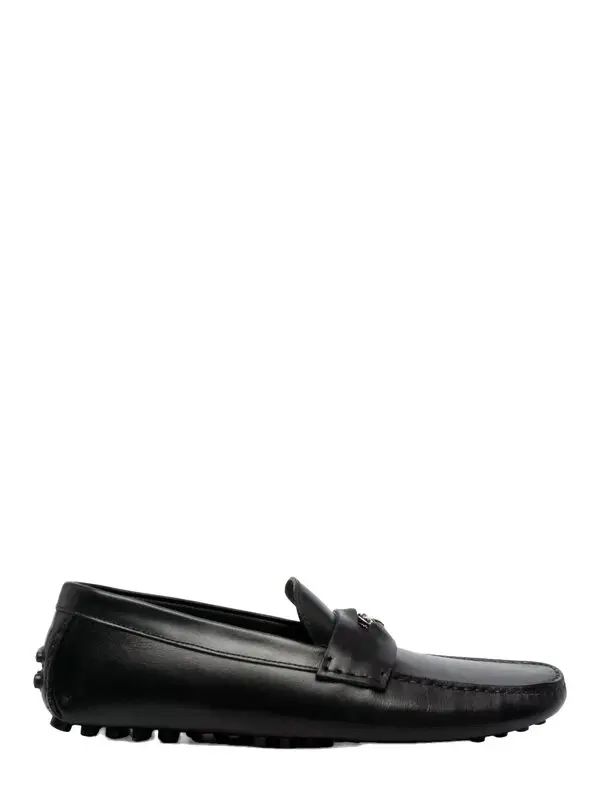 Roberto Cavalli Logo-plaque Leather Loafers - Black