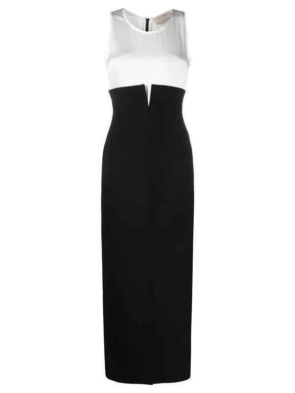 V:PM ATELIER Aria Two-tone Crepe Maxi Dress - Black