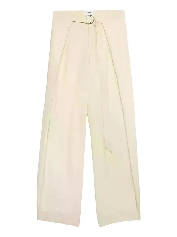 AMI Paris Layered Wide-leg Trousers - Neutrals