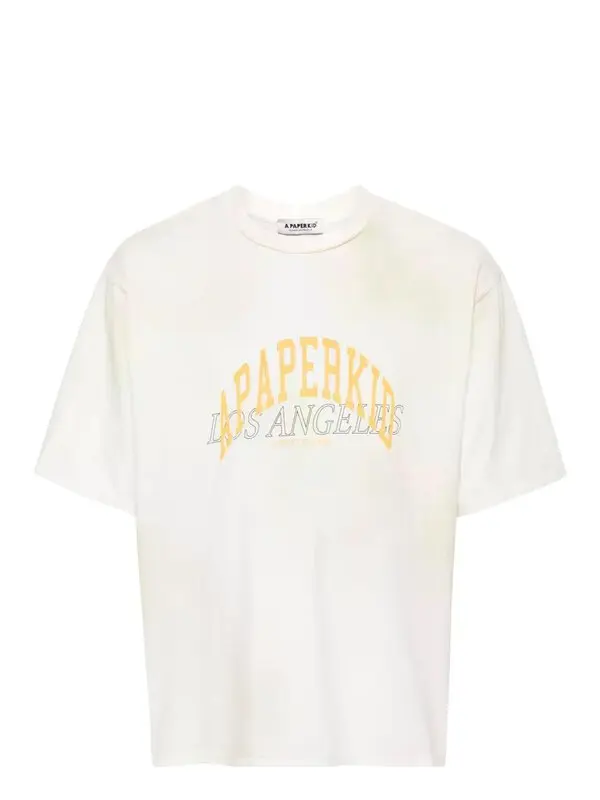 A PAPER KID Logo-print Cotton T-shirt - Neutrals