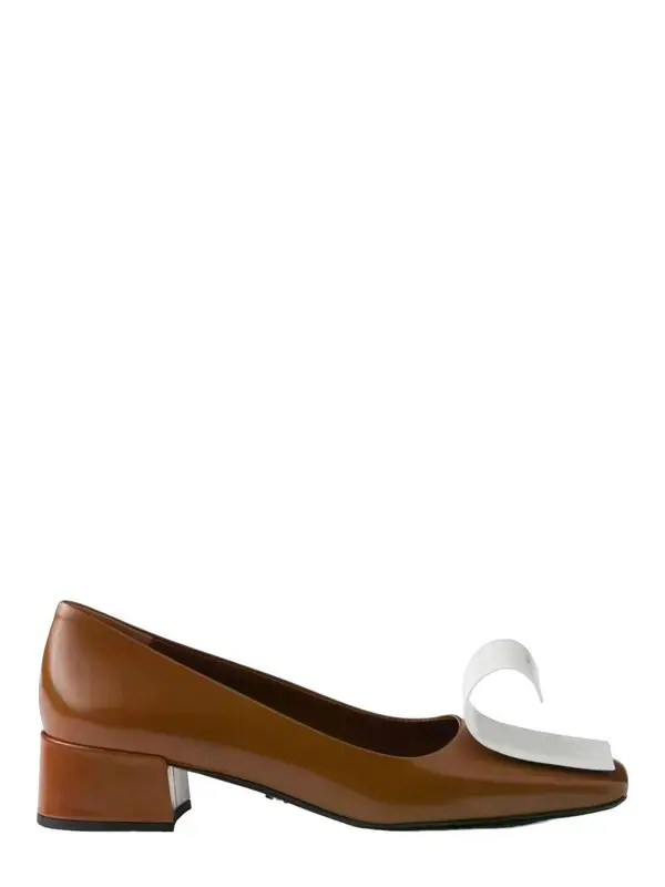 Prada 35mm Two-tone Brushed-leather Pumps - Brown