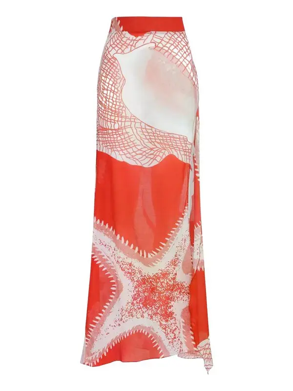 AMIR SLAMA X Jade Picon Shell-print Maxi Skirt - Red