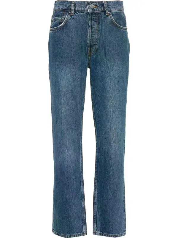 ANINE BING Logo-patch Boyfriend Jeans - Blue
