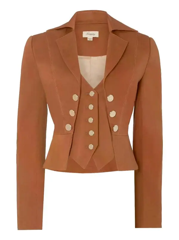 TEMPERLEY LONDON Castell Cropped Blazer - Brown
