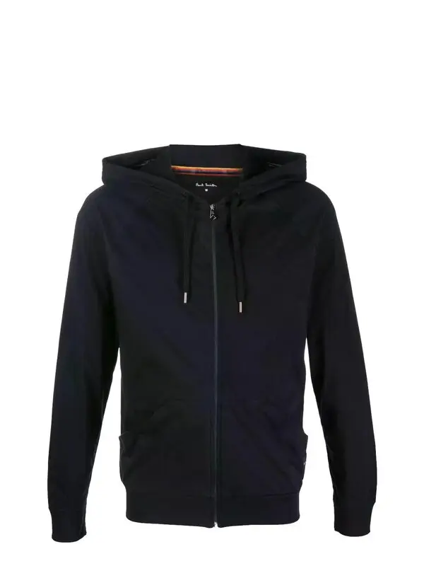 Paul Smith Cotton Zip-up Hoodie With Rainbow Motif - Blue