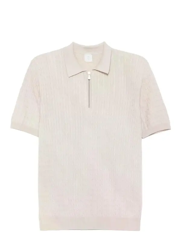 Eleventy Cable-knit Polo Shirt - Neutrals