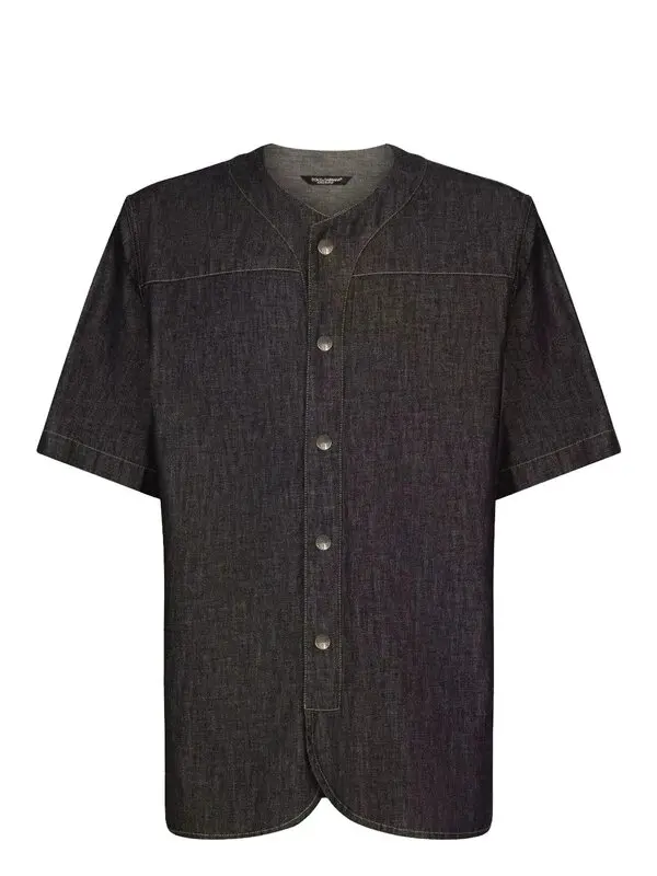 Dolce & Gabbana Logo-embroidered Denim Shirt - Black