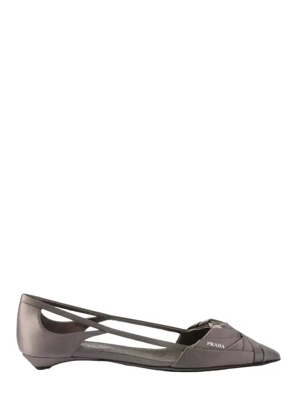 Prada Satin Cut-out Ballerinas - Grey