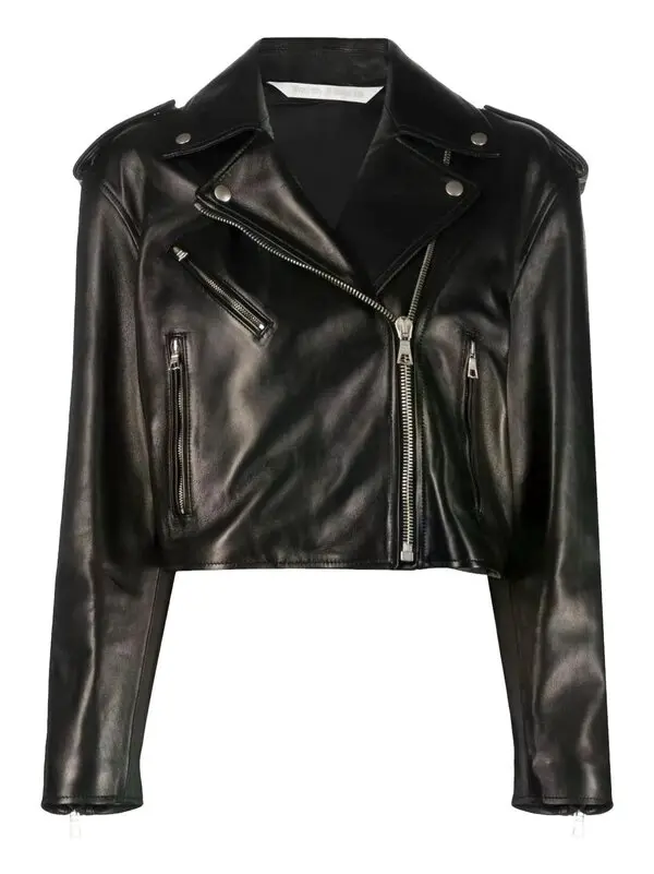 Palm Angels Zip-up Leather Jacket - Black