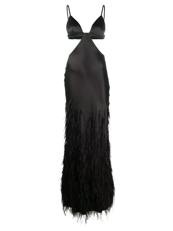Cult Gaia Raisa Feather-embellished Gown - Black