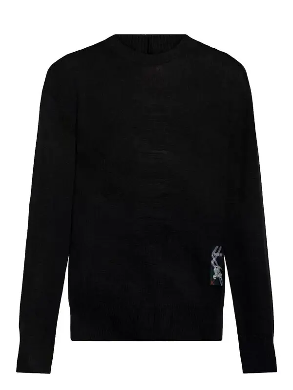 Burberry Logo-patch Knitted Jumper - Black