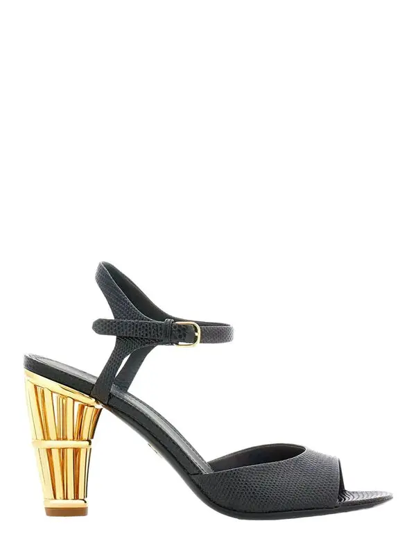 FERRAGAMO Cage 85mm Leather Sandals - Black