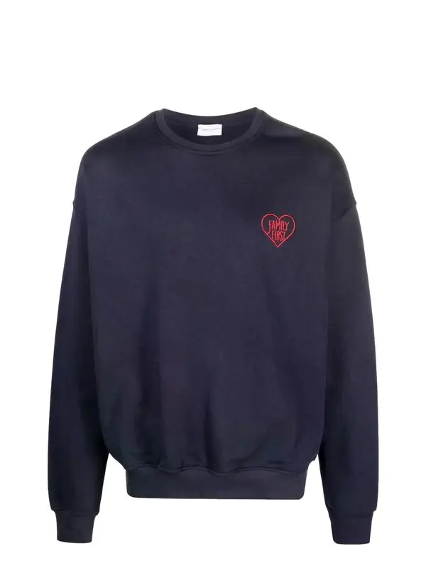 FAMILY FIRST Logo-embroidered Cotton Sweatshirt - Blue