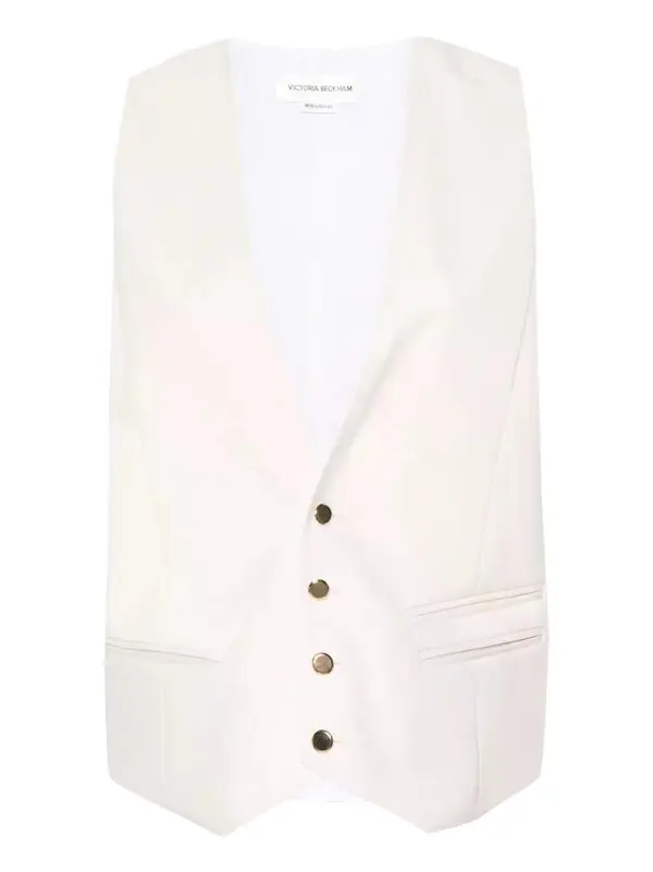 Victoria Beckham V-neck Buttoned Waistcoat - Neutrals