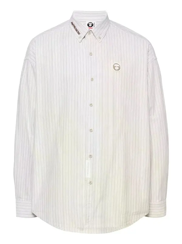 AAPE BY *A BATHING APE Logo-patch Striped Shirt - Neutrals