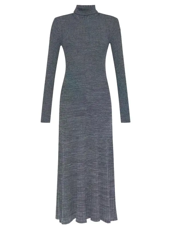 Moncler Logo-patch Wool Maxi Dress - Grey