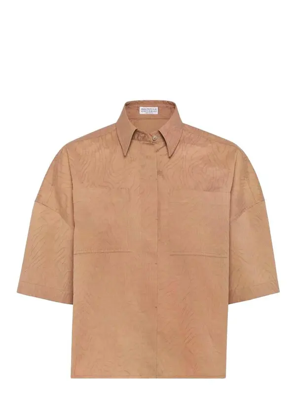 Brunello Cucinelli Jacquard Poplin Shirt - Brown