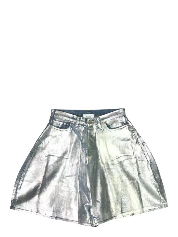 DOUBLET Metallic-finish Denim Thigh-length Shorts - Silver