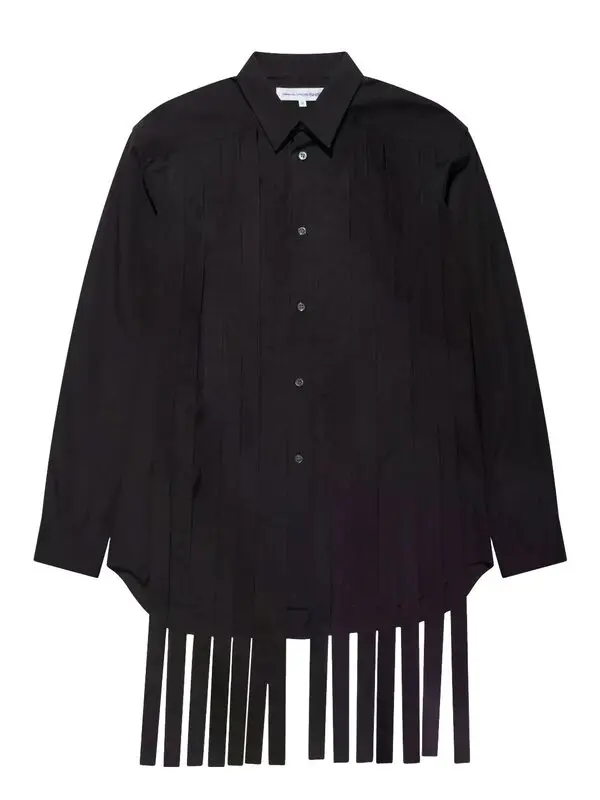 Comme Des Garçons Fringed Pleated Cotton Shirt - Black