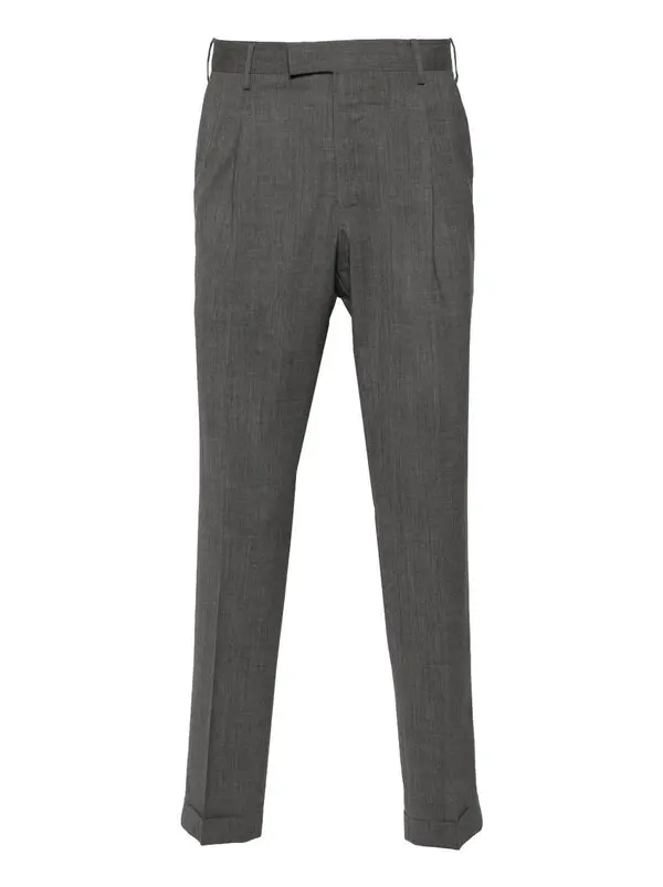 PT TORINO Pleated Slim-cut Trousers - Grey
