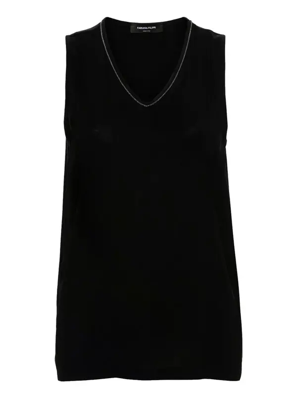Fabiana Filippi V-neck Sleeveless Top - Black
